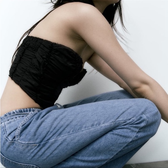 Zara | Jeans | Zara Trf Elastic Waist Denim Pants | Poshmark